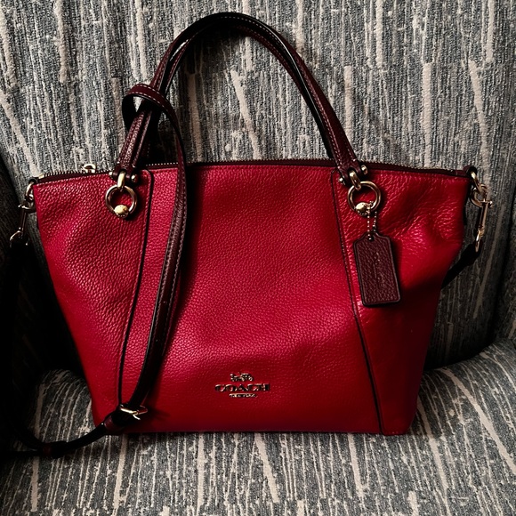 Coach | Bags | Red Pebbled Leather Coach Handbag | Poshmark